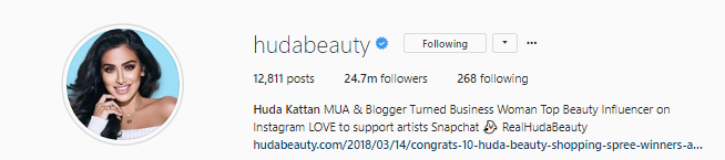 How Huda Beauty Built 24MM Instagram Followers in 6 Years